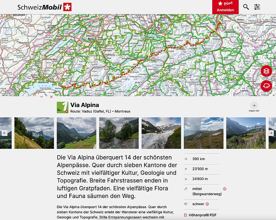 Die neue Website stellt das Herzstück von SchweizMobil ins Zentrum ...